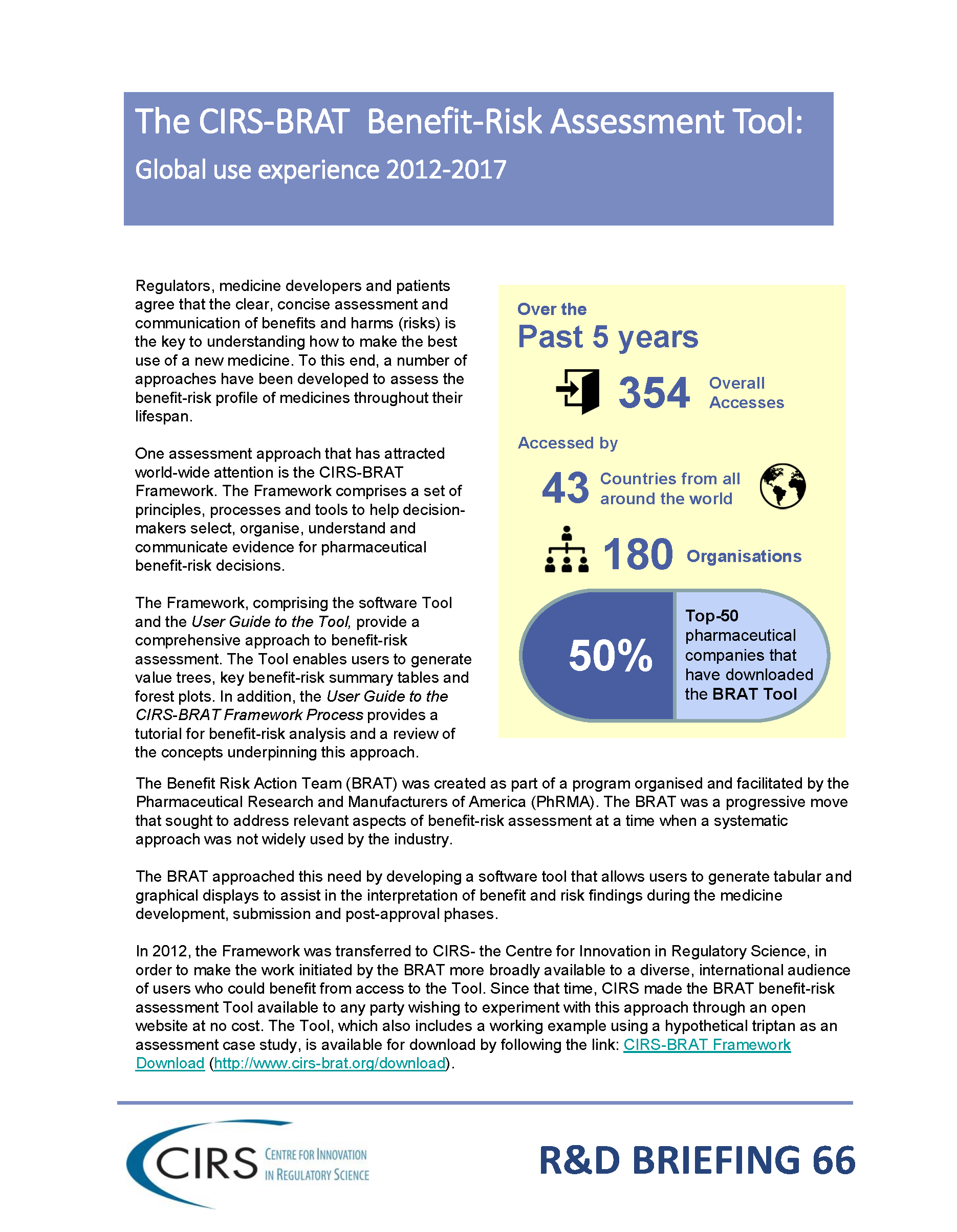 CIRS RD Briefing 66 - Benefit-Risk Assessment Tool (BRAT) - Centre for ...