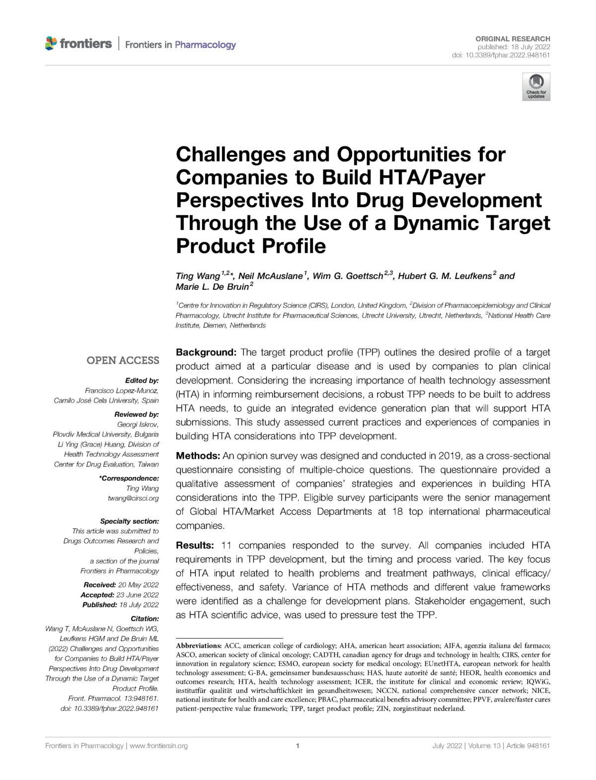 Building HTA/Payer Perspectives Into Drug Development – Centre for ...